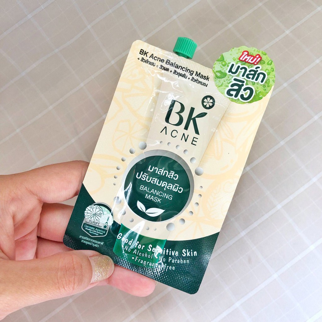 บีเค แอคเน่มาส์ก BK ACNE BALANCING MASK สูตรปรับสมดุลผิวใสไร้สิว แบบซอง ...