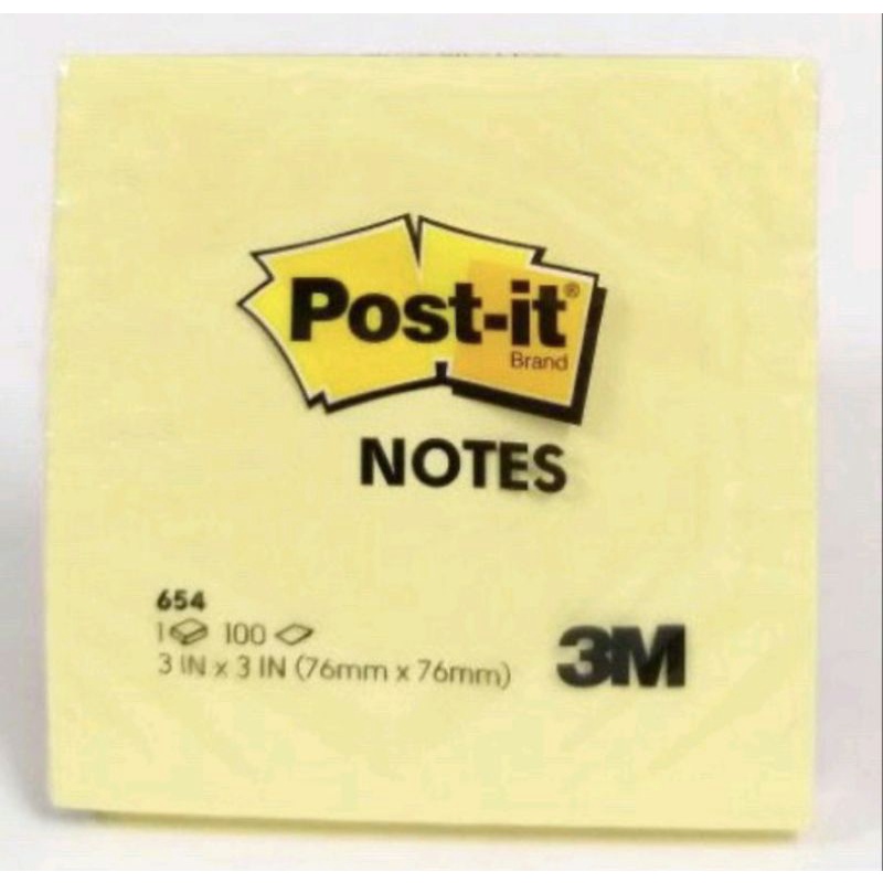 Post it note 3M No.654 ขนาด 3 x 3 นิ้ว กระดาษโน้ต โพสท์-อิท100 แผ่น ...