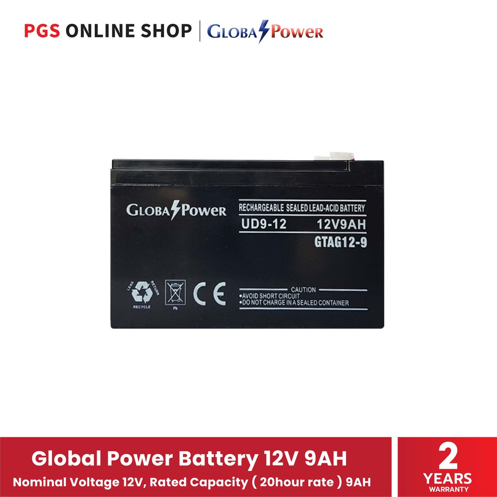 Global Power Battery 12V 9AH (แบตเตอรี่แห้ง) สำหรับเครื่องสำรองไฟ ไฟ ...
