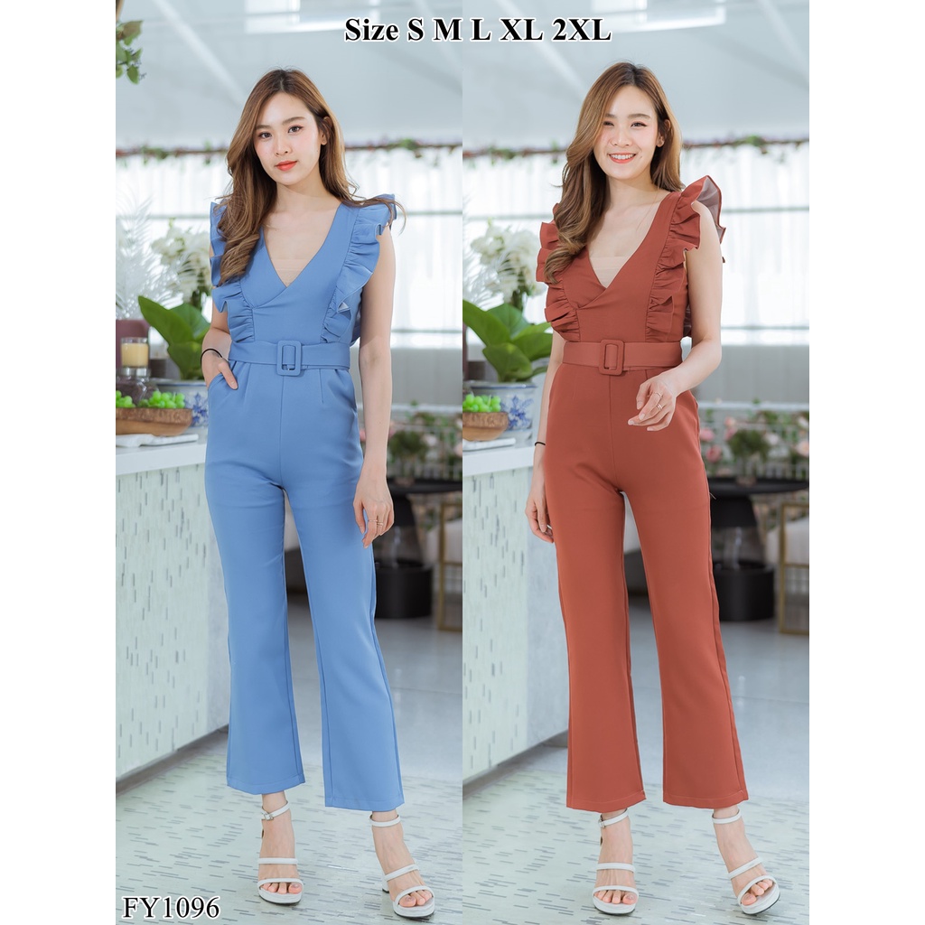 Iงานป้าย Fairyangel {S-2XL} (ป้ายแท้)(เช็คของก่อนโอนเงิน) มี 5 ไซส์ จั๊มสูทขายาว+เข็มขัด 1096 ...