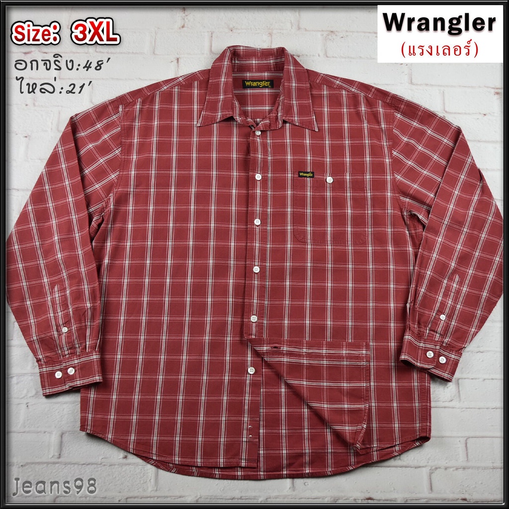 Wrang.ler®แท้ อกจริง 48 ไซส์ 3XL เสื้อเชิ้ตผู้ชาย แรงเลอร์ แขนยาว สี ...