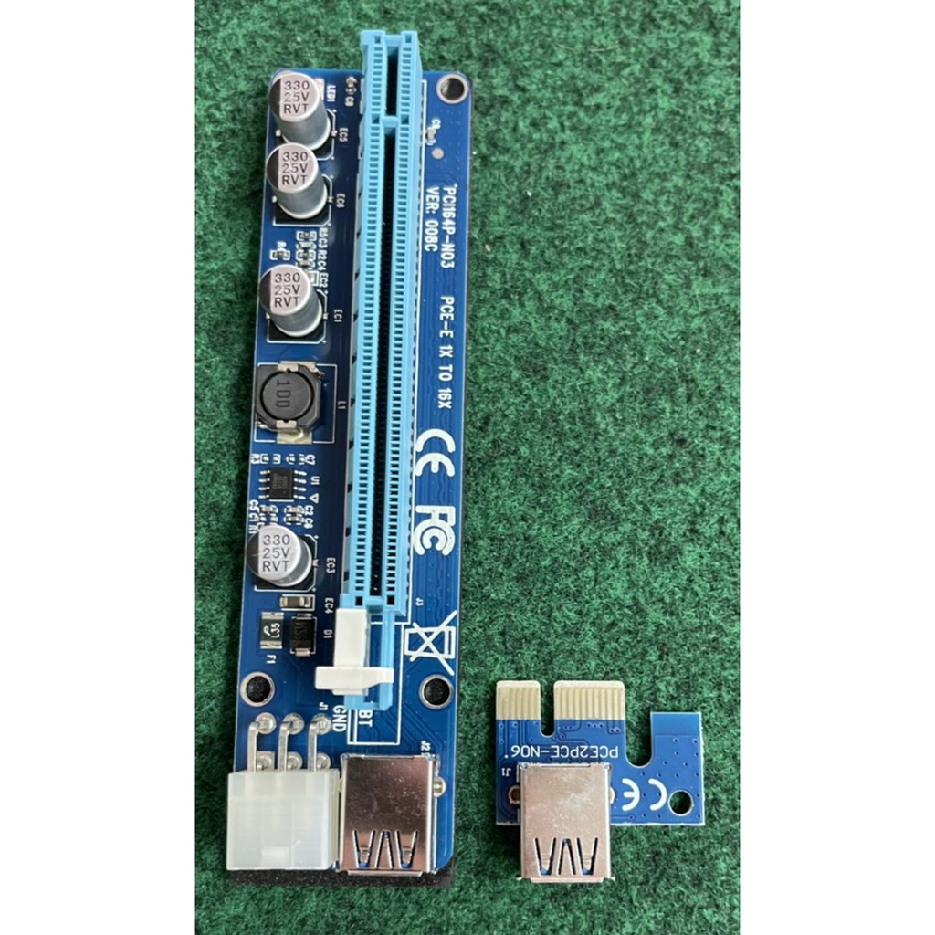 Riser Card PCI-E 1X to 16X Molex 6 Pin PCI Express สาย USB 3.0 60cm VER ...