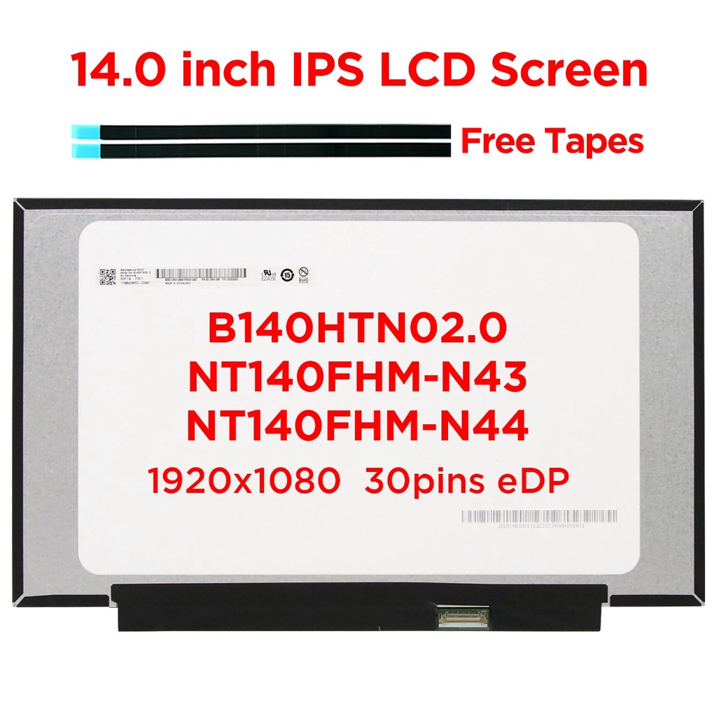 หน้าจอแล็ปท็อป LCD 14.0 นิ้ว B140HTN02.0 สําหรับ B140HTN02.1 NT140FHM ...