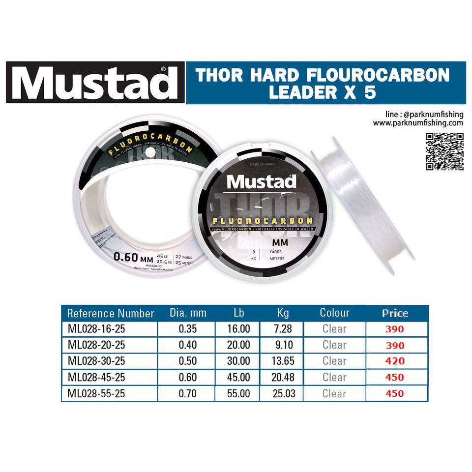 สายฟูโล MUSTAD THOR HARD FLOUROCARBON- LEADER X5 | Shopee Thailand