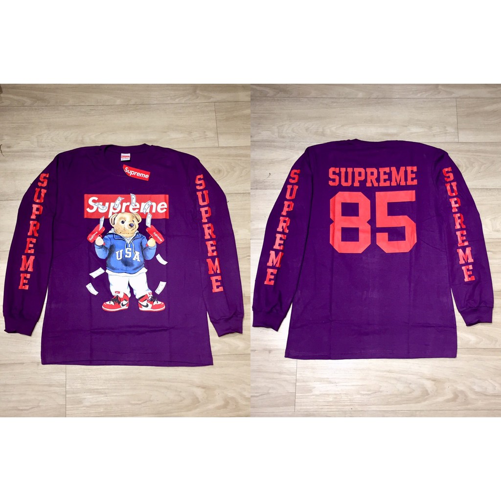 เสื้อแขนยาว แขนจั๊ม เสื้อกันหนาวซูพรีม ลาย mario,หมี supreme sweater ...
