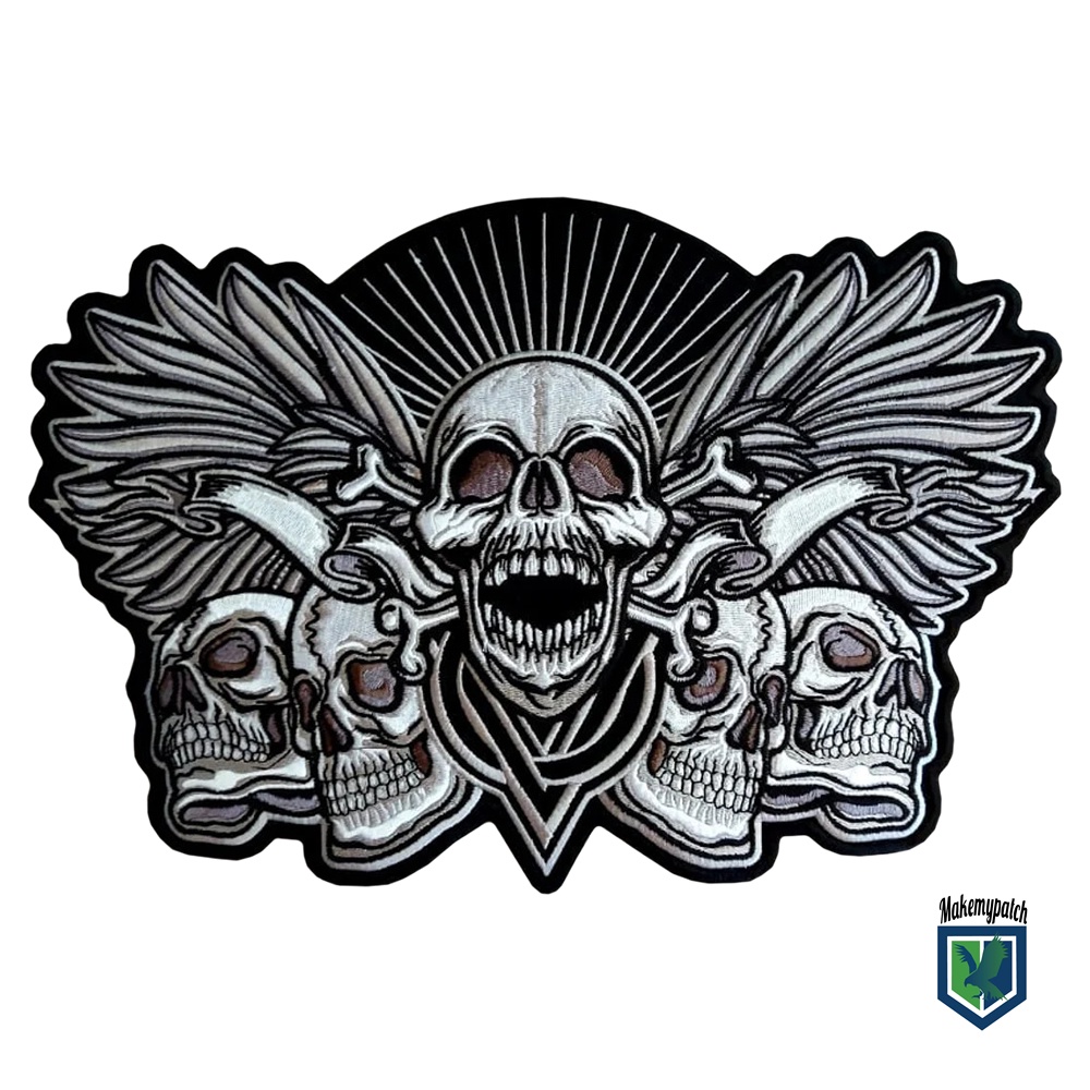 Four Skull Large Back Patch Iron-On Custom | Shopee Thailand