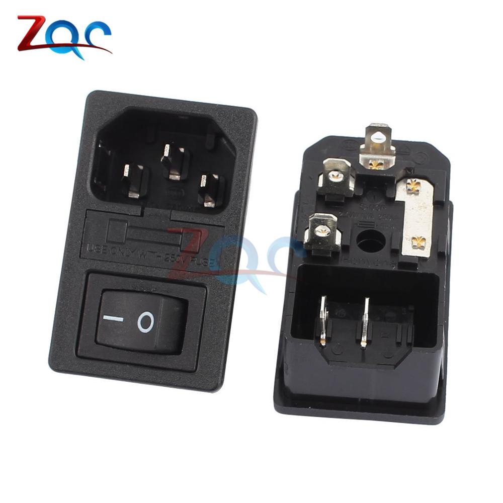 Ac 10A 250V Rocker Switch Fused IEC320 C14 Inlet Power Socket fuse ...