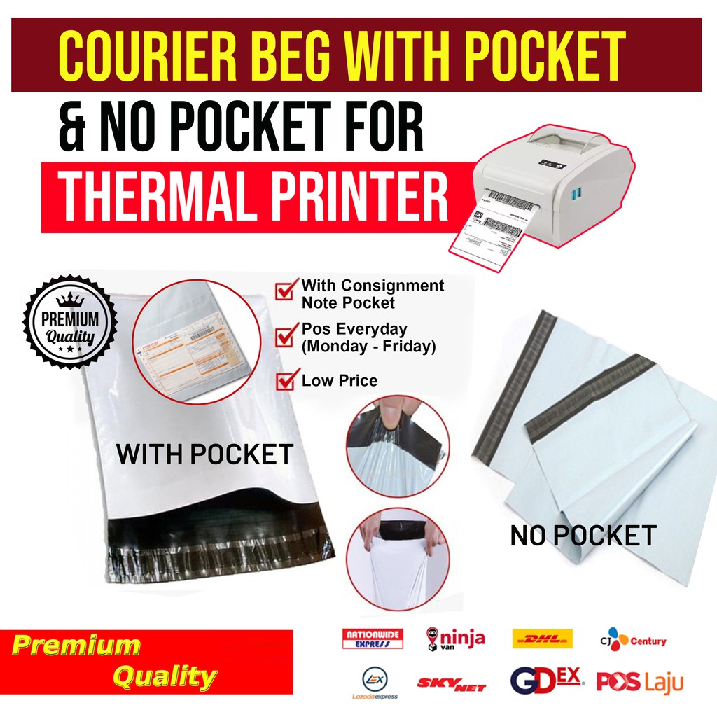 Plastik POS COURIER BEG พร้อมกระเป๋าและไม่มีกระเป๋า (NP) STOK saiz S ...