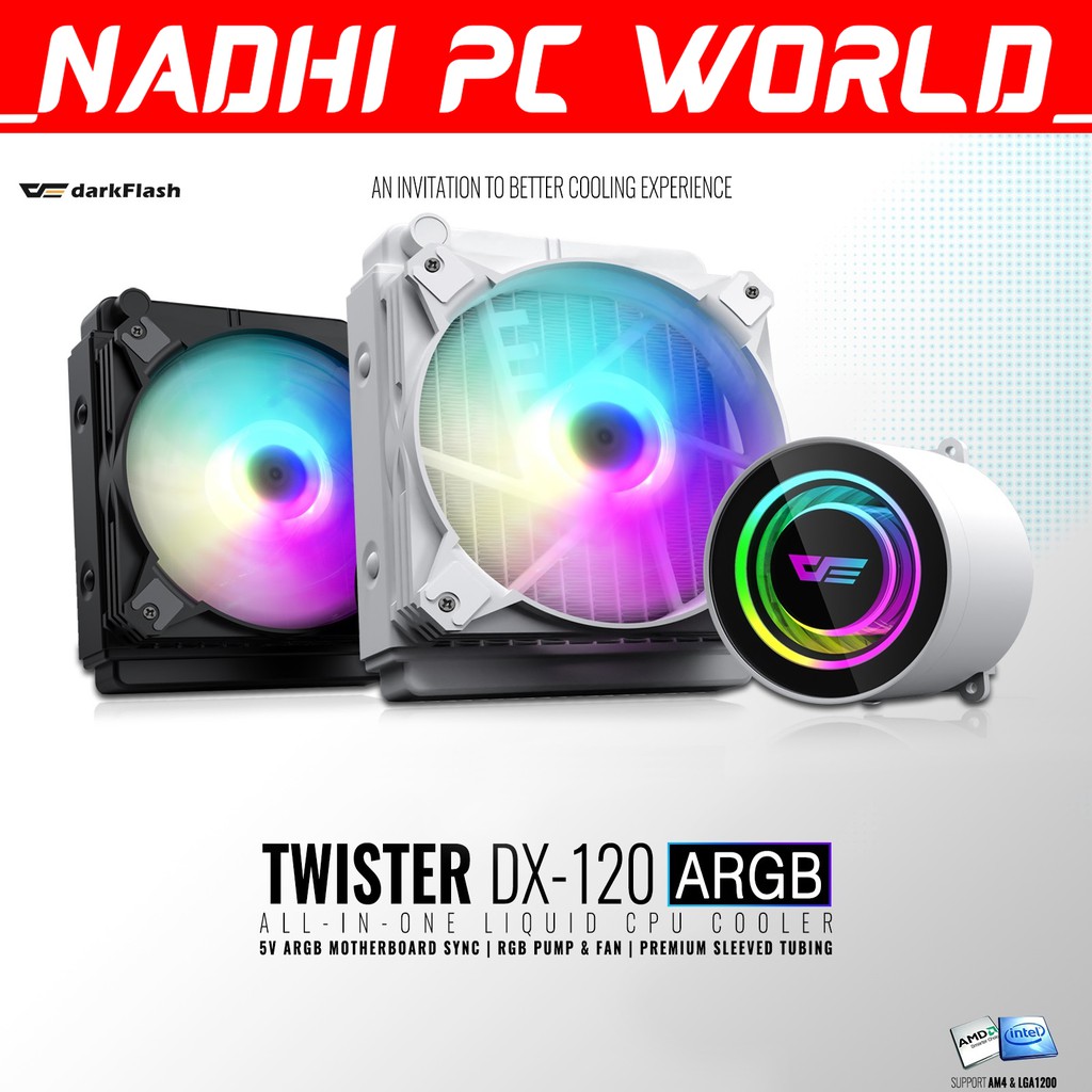 Aigo DarkFlash Twister DX-120 BLACK WHITE aRGB AIO น้ํายาหล่อเย็น CPU ...