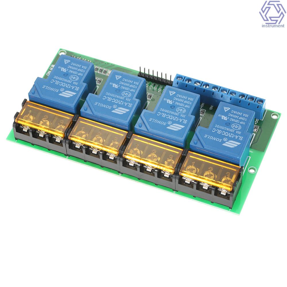 【INTU】4-Channel DC 12V 30A Relay Module Control Board Optocoupler Isolation High/Low Trigger ...
