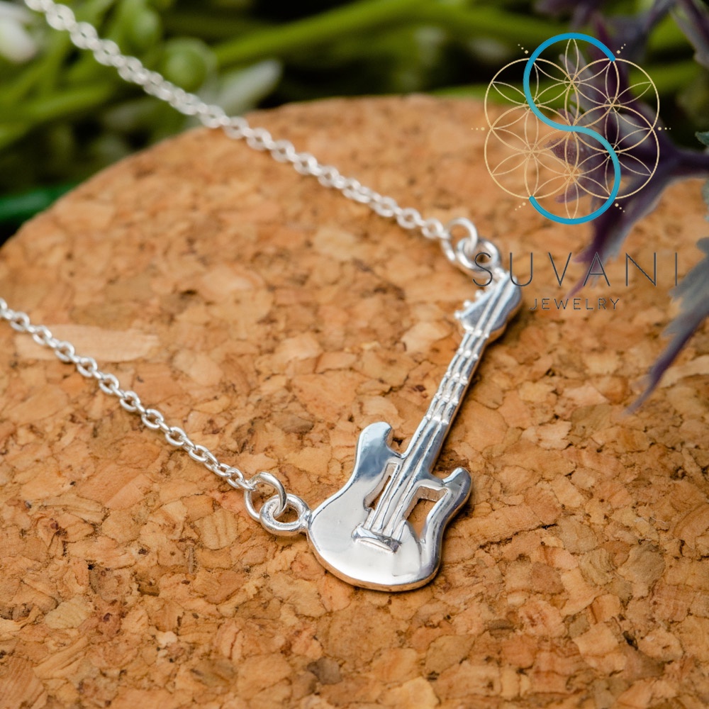 SUVANI เงินแท้ 92.5% จี้กีต้าร์ สุดน่ารัก จี้พร้อมสร้อยคอ เครื่องประดับเงินแท้ | Shopee Thailand