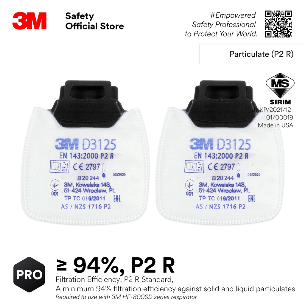 ฟิลเตอร์ 3M D3125 Secure Click P2 R สําหรับงานเชื่อมงานไม้ และอื่น ๆ ...