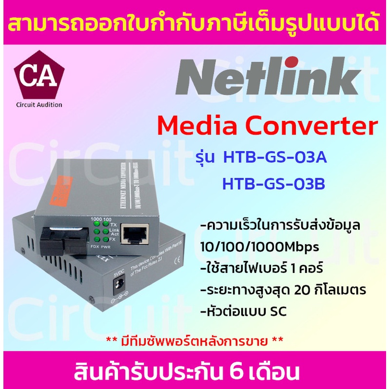 Netlink Media Converter Fiber Optic Gigabit รุ่น HTB-GS-03 (A-B ...
