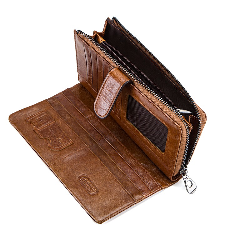 CONTACT'S M1041 กระเป๋าสตางค์ผู้ชาย ชนิดหนังแท้ ใบยาว | Shopee Thailand