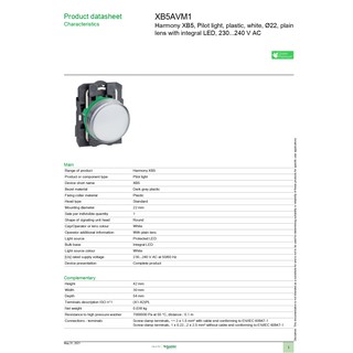 Schneider Electric - ไพล็อทแลมป์ไฟแสดงสี แบบสีขาวชนิด LED ใช้กับไฟ 220/ ...