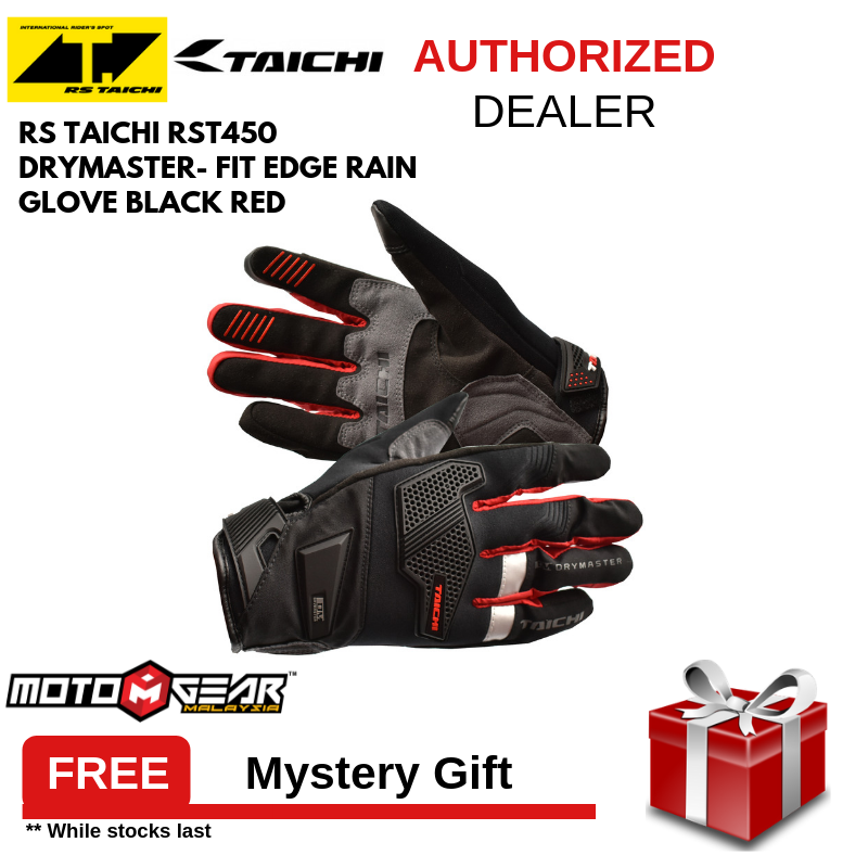 Rs Taichi RST450 Drymaster- ถุงมือกันฝน พอดีขอบ สีดํา แดง | Shopee Thailand