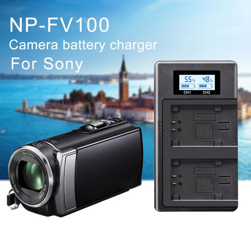 ที่ชาร์จแบตเตอรี่ LCD คู่ NPFV100 2022 สําหรับ Sony NP-FV100 NP FV100 FV50 FV70 FH100 FH70 FH50 ...