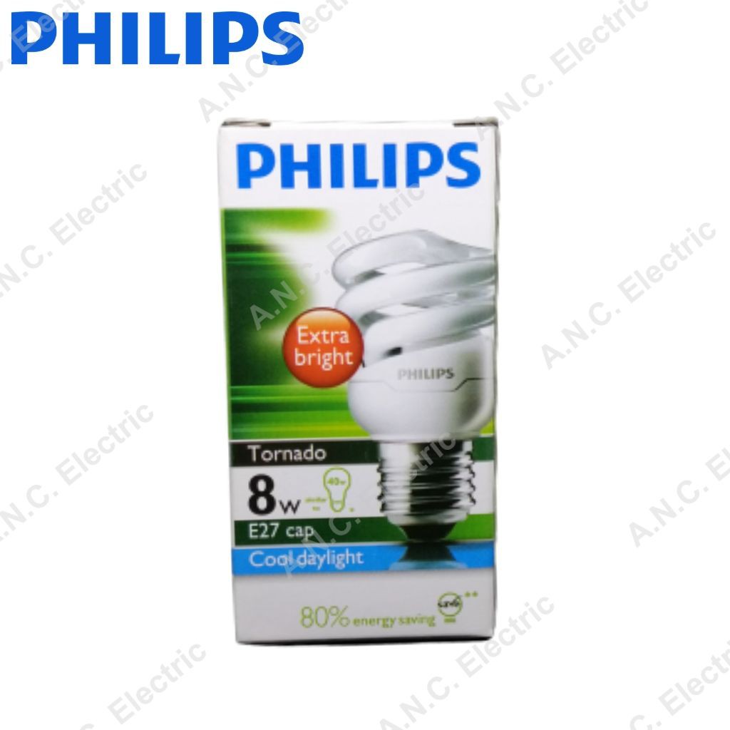 Philips หลอดประหยัดไฟ ทอร์นาโด 8W E27 | Shopee Thailand