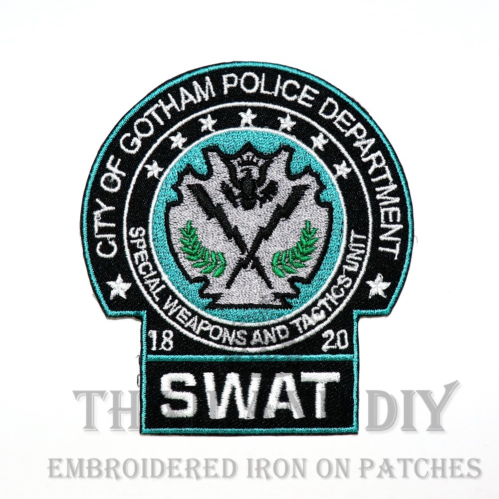 ตัวรีดติดเสื้อ งานปัก ลาย แบทแมน การ์ตูน สัญลักษณ์ ตำรวจ Gotham Police ...