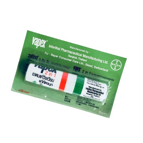 Vapex 2 IN 1 วาเป๊กซ์ ยาดม ยาดมแก้วิงเวียน คัดจมูก จำนวน 1 ชิ้น 04009 | Shopee Thailand