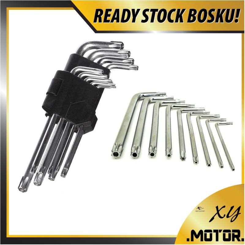 Torx STAR ALLEN KEY SET 9 ชิ้น CHROME-VANADIUM STEEL (ยาวพิเศษ / ยาว ...