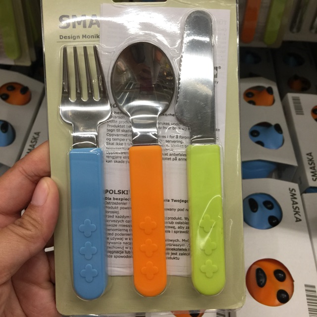 SMASKA ชุดช้อนส้อมมีด 3 ชิ้น สำหรับเด็ก IKEA | Shopee Thailand