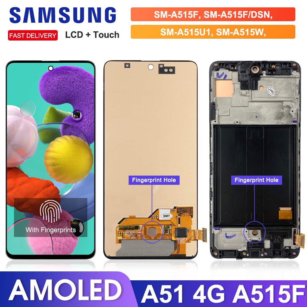 6.5" Super AMOLED A515 A515F A515F/DS หน้าจอแสดงผล พร้อมลายนิ้วมือ ...