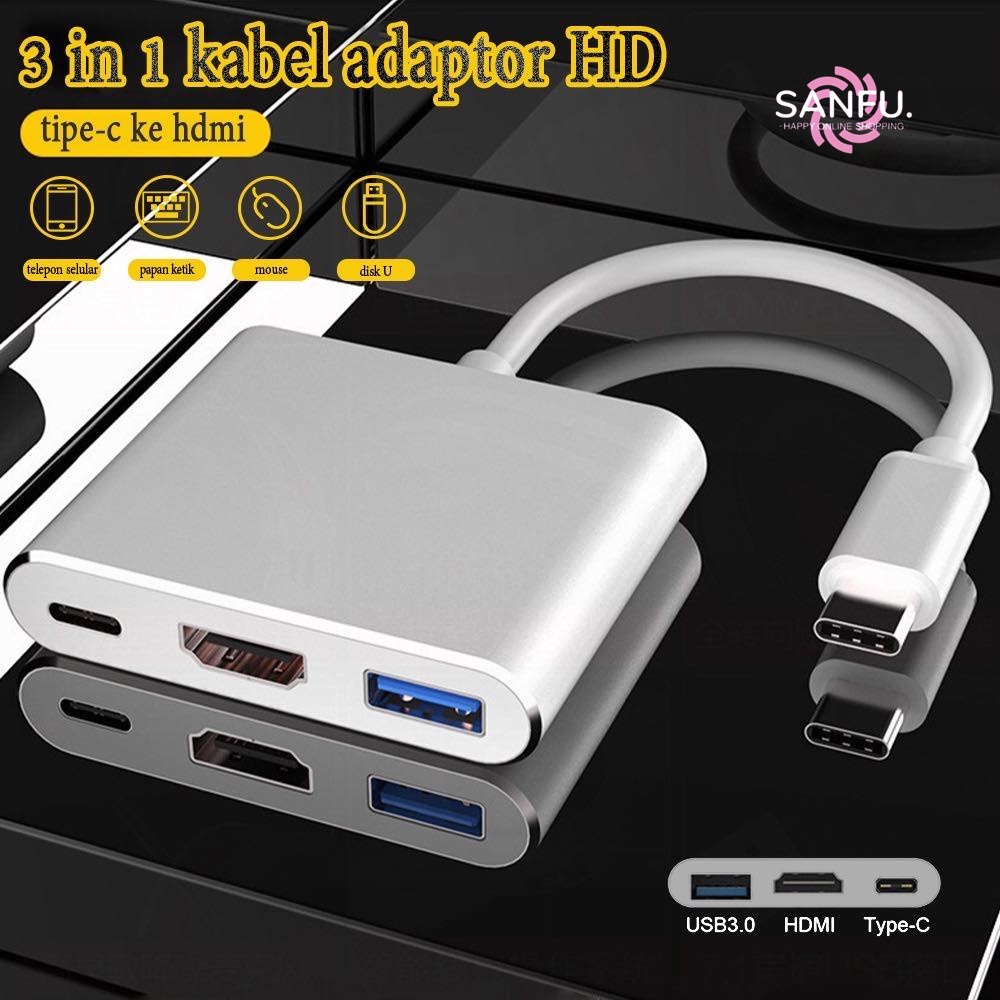 Type-c (USB C) เป็นอะแดปเตอร์แปลง HDMI+USB+PD TYPE-C TO HDMI+USB+PD (3in1) | Shopee Thailand