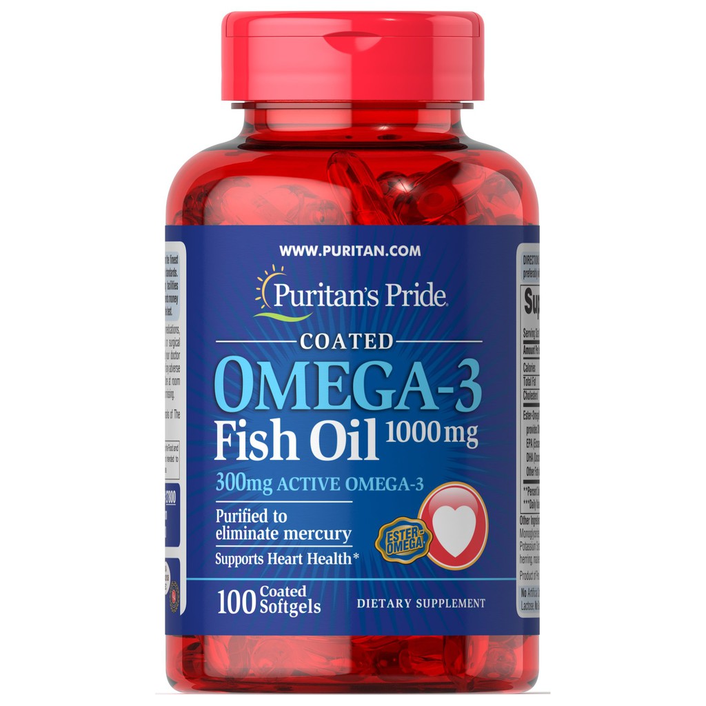 Puritan's Pride Omega 3 Fish Oil 1000 mg (300 mg Active Omega-3)100 softgels | Shopee Thailand