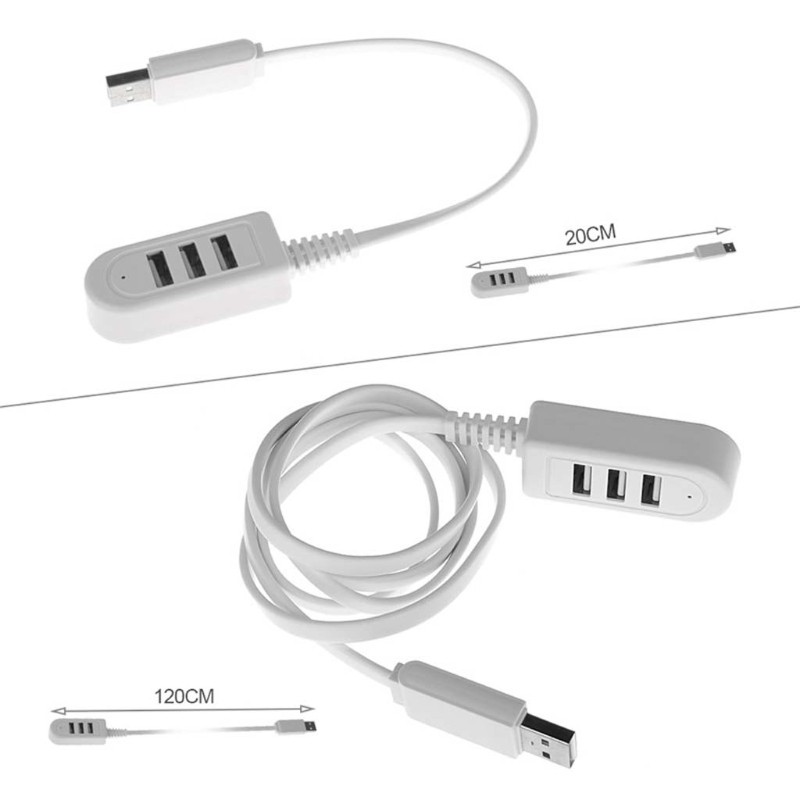High Speed 3 Ports USB 2.0 Hub Extension Splitter for Laptop PC Charger ...