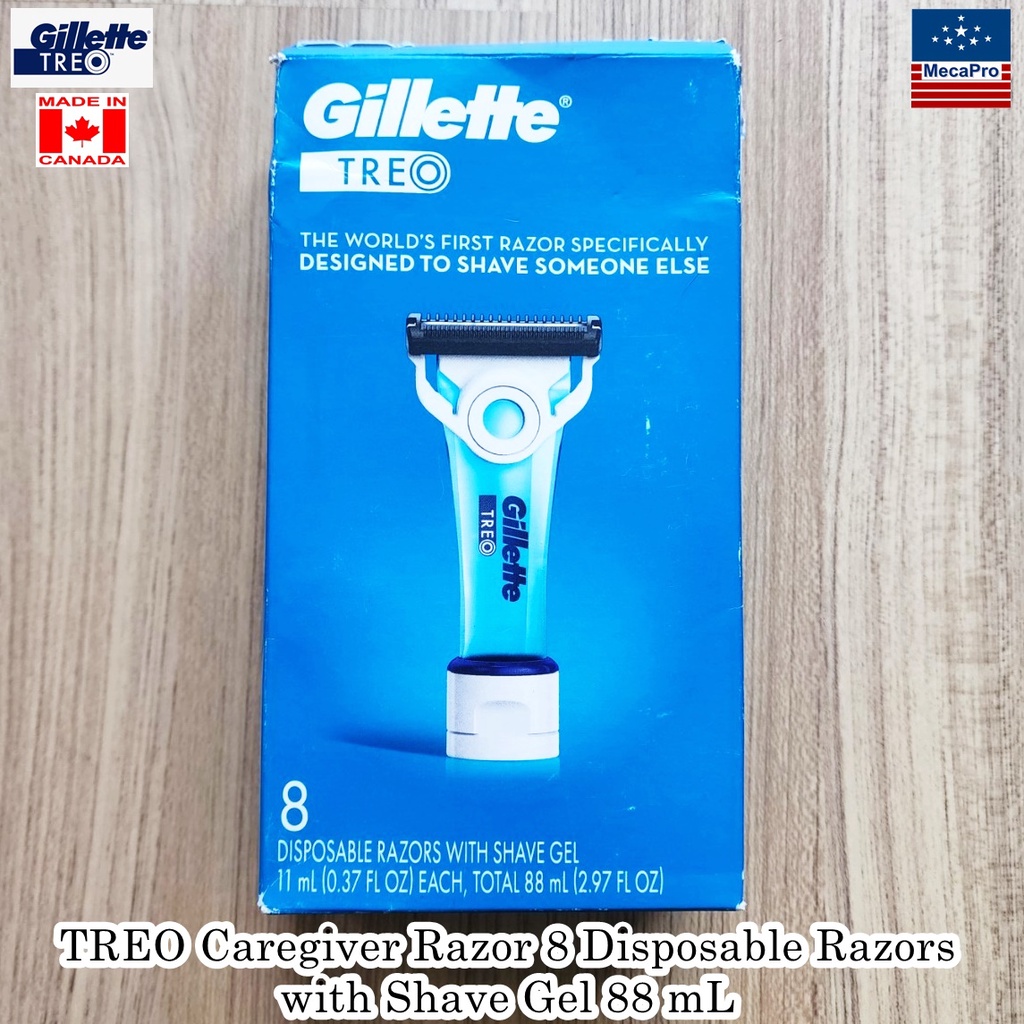 Gillette® TREO Caregiver Razor 8 Disposable Razors with Shave Gel 88 mL ...
