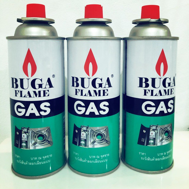 แก๊สสำหรับเตาพกพาฝาแดง (ขนาด 375 ml.) BUGA FLAME GAS แก๊สบูก้ากระป๋อง ...