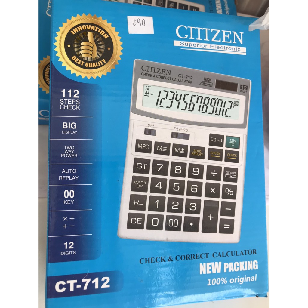 เครื่องคิดเลข Citizen CT-712 12 หลัก ทศนิยม 4 หลัก | Shopee Thailand