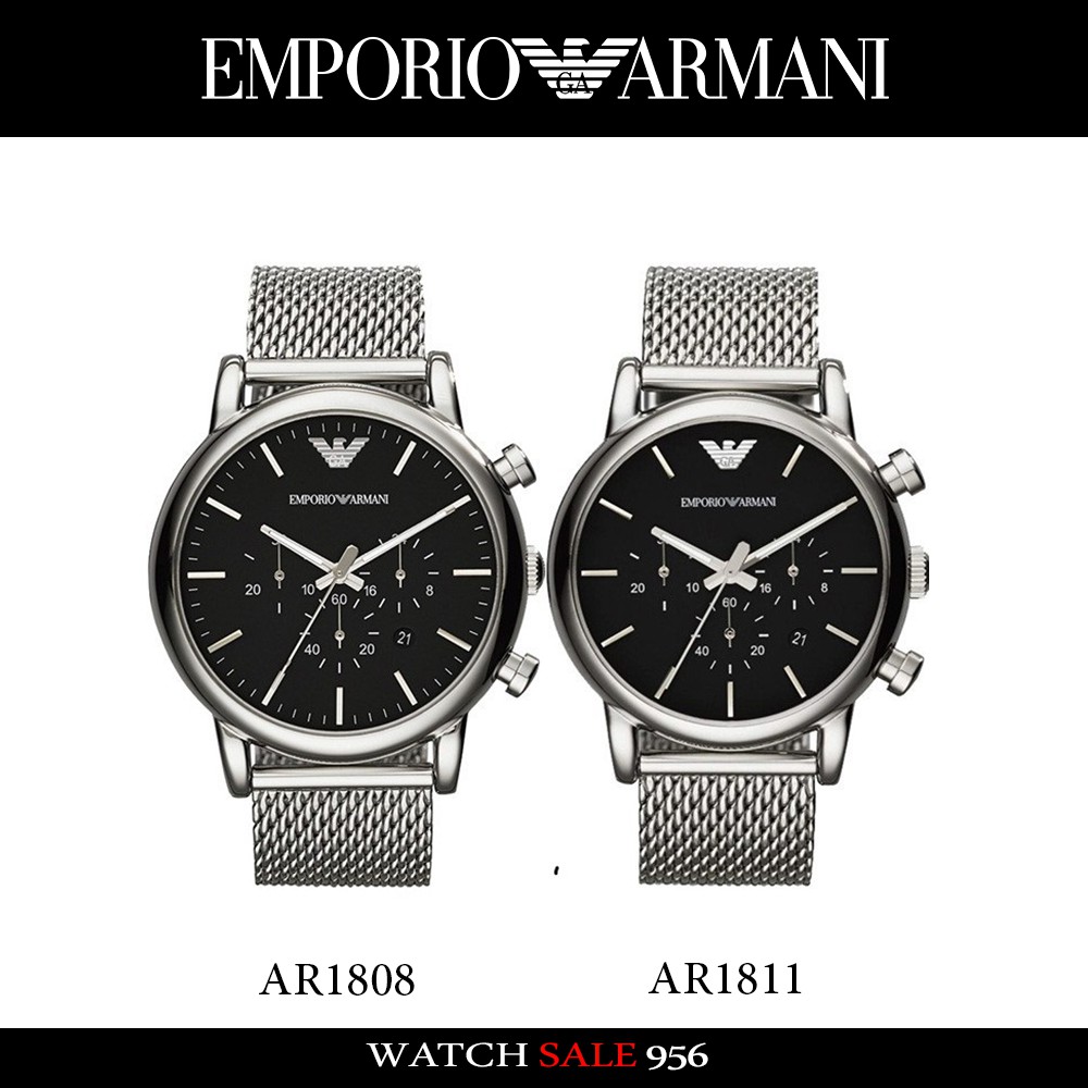 นาฬิกา EMPORIO ARMANI Classic Chronograph Black Dial Silver รุ่น AR1808 ...