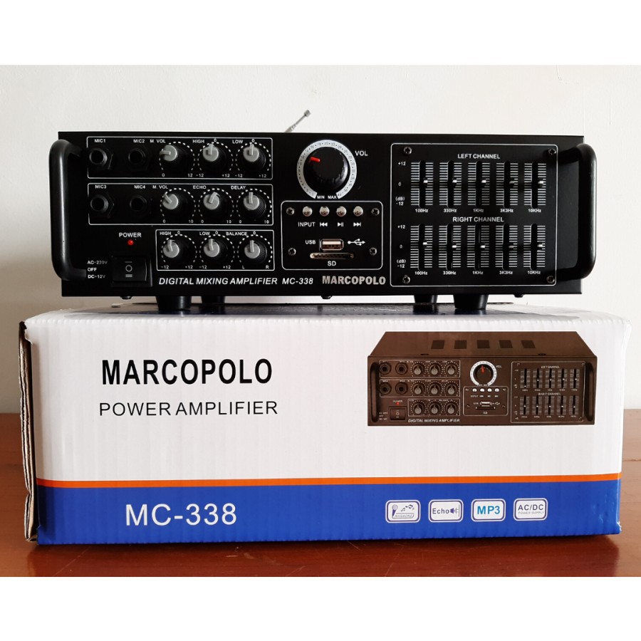 Marcopolo MC 338 เครื่องขยายเสียง การ์ด USB SD บลูทูธ AC DC | Shopee ...