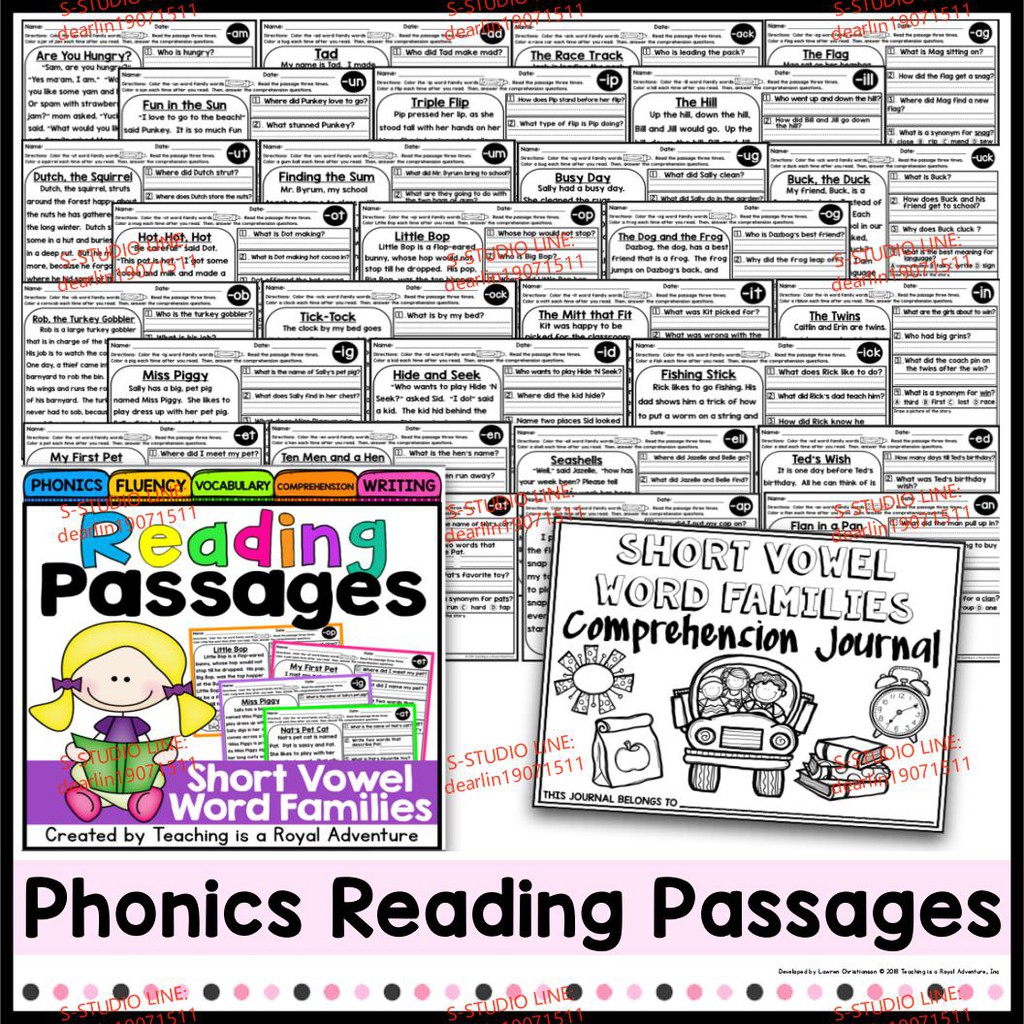 Short Vowel Reading Passages - Fluency and Skill Based Comprehension ...