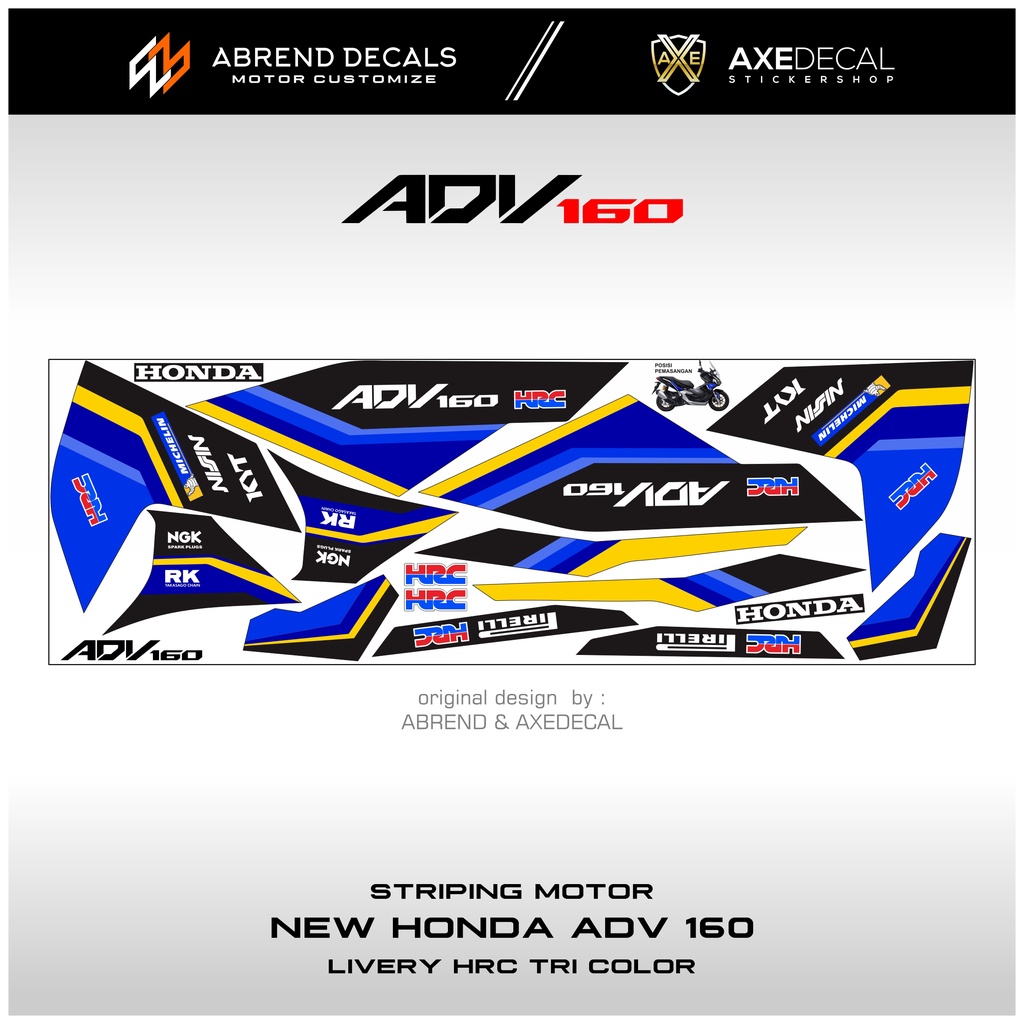 Striping Honda ADV 160 ใหม่ Livery Hrc Racing/สติกเกอร์รถจักรยานยนต์ ...