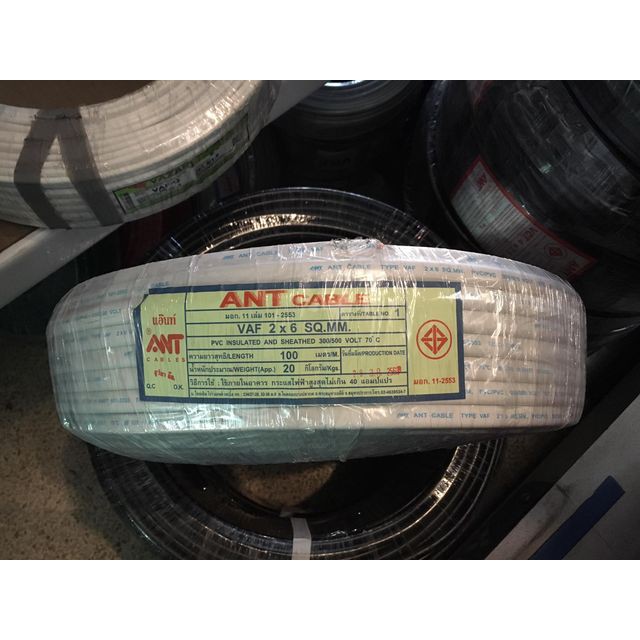 สายไฟ VAF 2x6 sq.mm. ANT แอ๊นท์ ความยาว 100 เมตร | Shopee Thailand