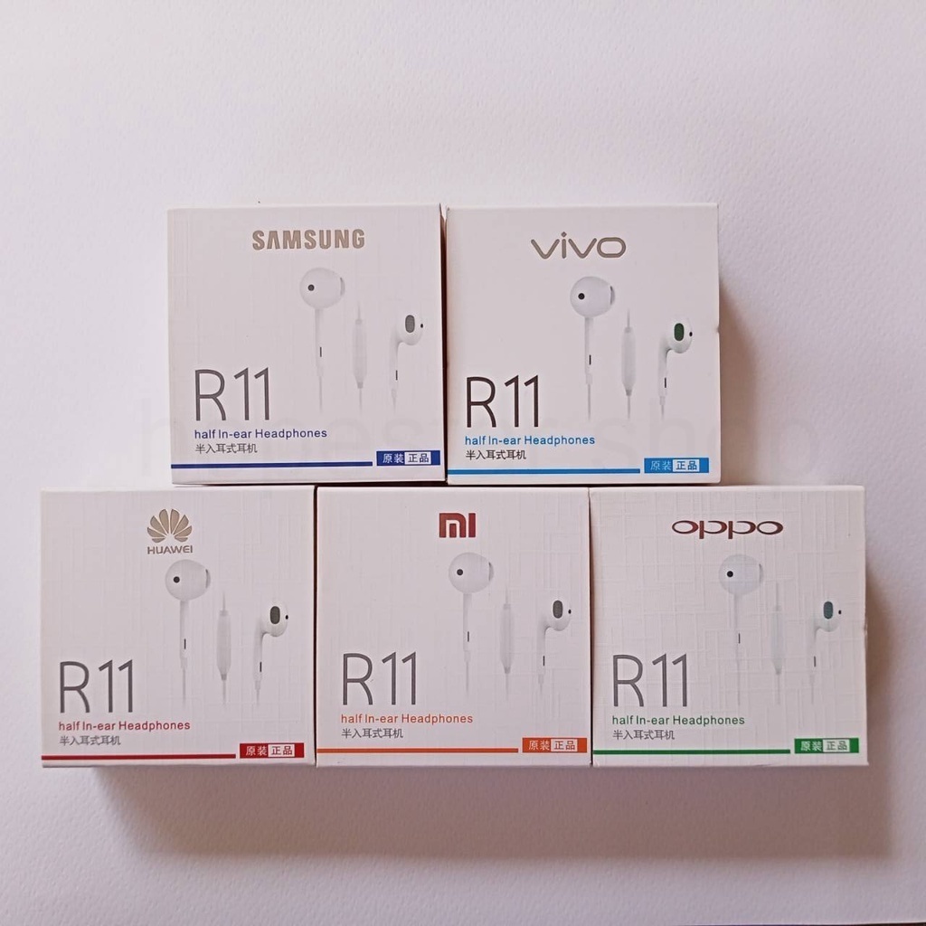 หูฟัง รุ่น R11 oppo/samsung/vivo หูฟัง In-ear ใช้สำหรับ มือถือ ได้ทั้ง IOS & Android มีไมค์ ...