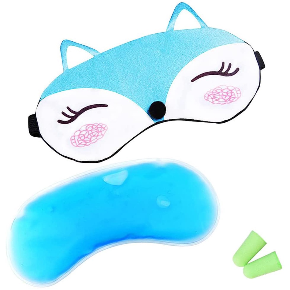 Eye mask to reduce eyestrain, good sleep, fox, cute (blue) | Shopee ...