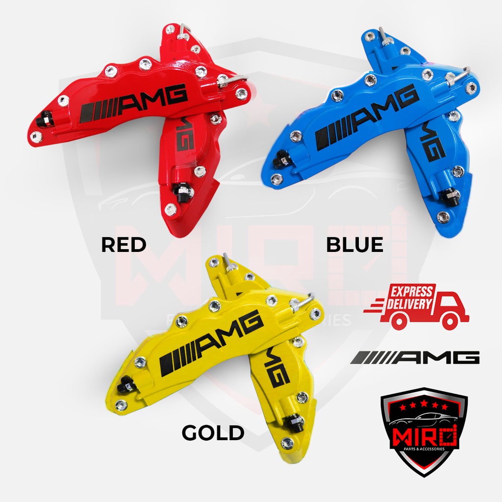 AMG Steel 2PCS รถจัดแต่งทรงผมอลูมิเนียม AMG เบรค Caliper ฝาครอบ (สี ...