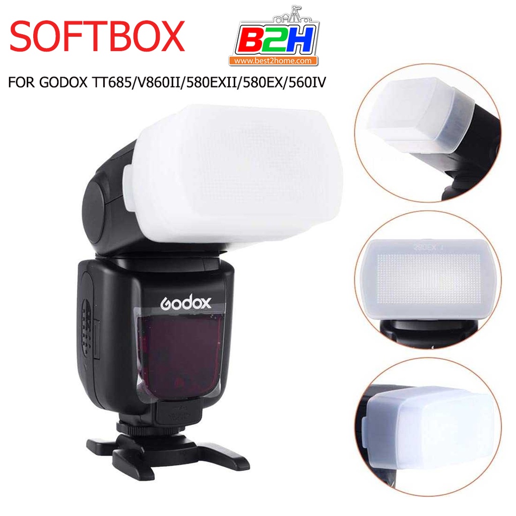 FLASH SOFTBOX DIFFUSER FOR GODOX TT685/V860II/580EXII/580EX/560IV ซอฟบ๊ ...