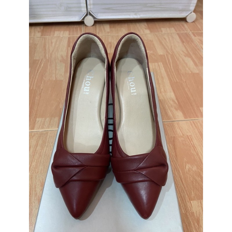 Chou shoe รุ่น Midori Hells สูง 2 นิ้ว สีแดงไวน์ | Shopee Thailand