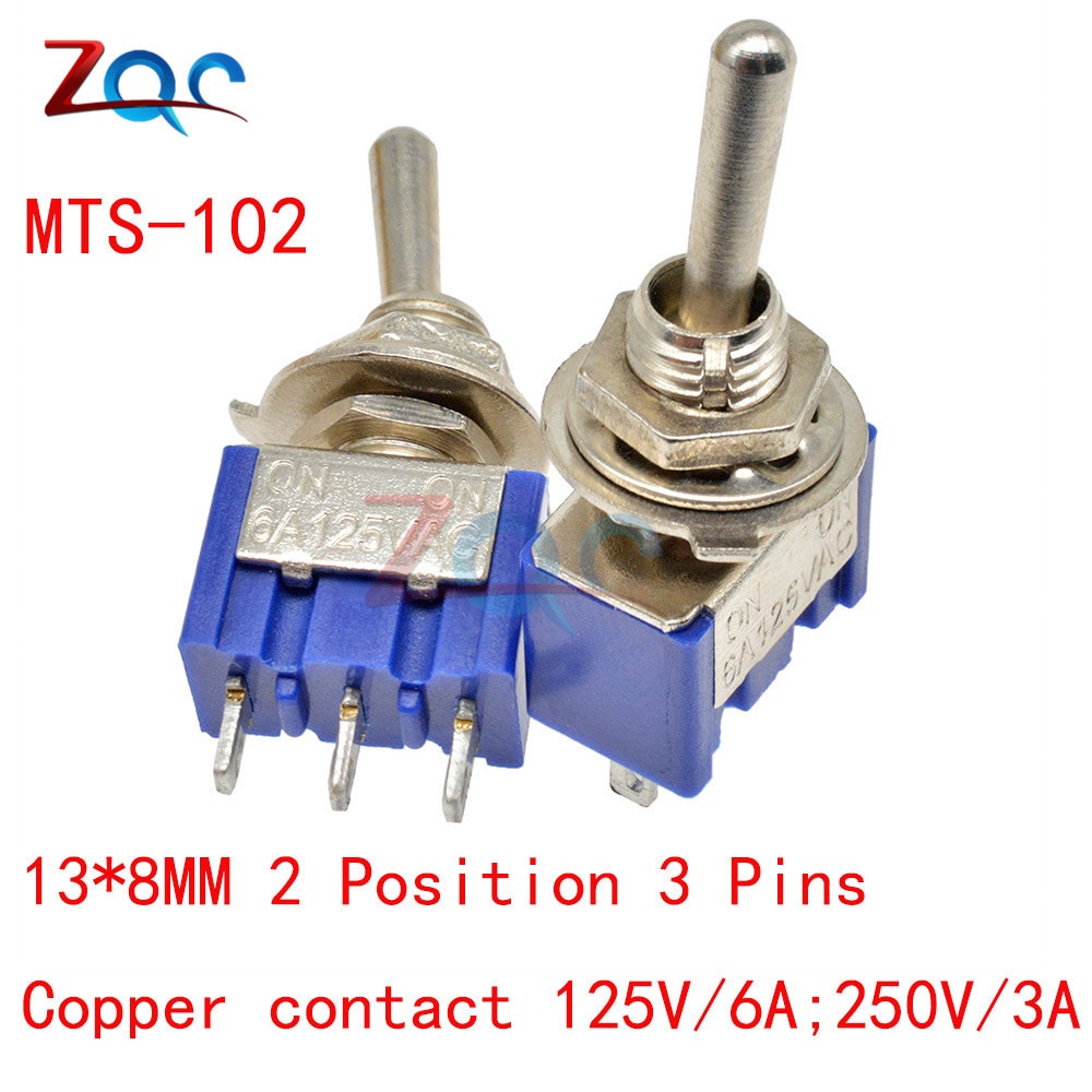 สวิตช์โยกสลับ MTS-102 3Pin 2 ตําแหน่ง SPDT MTS102 ON-ON 120VAC 6A 5A 2A ...
