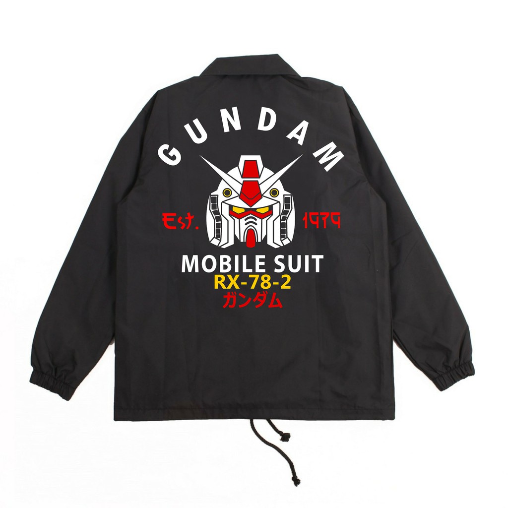 Coach JACKET Anime Gundam Mobile Suit Black Limited Edition WINDBREAKER ...