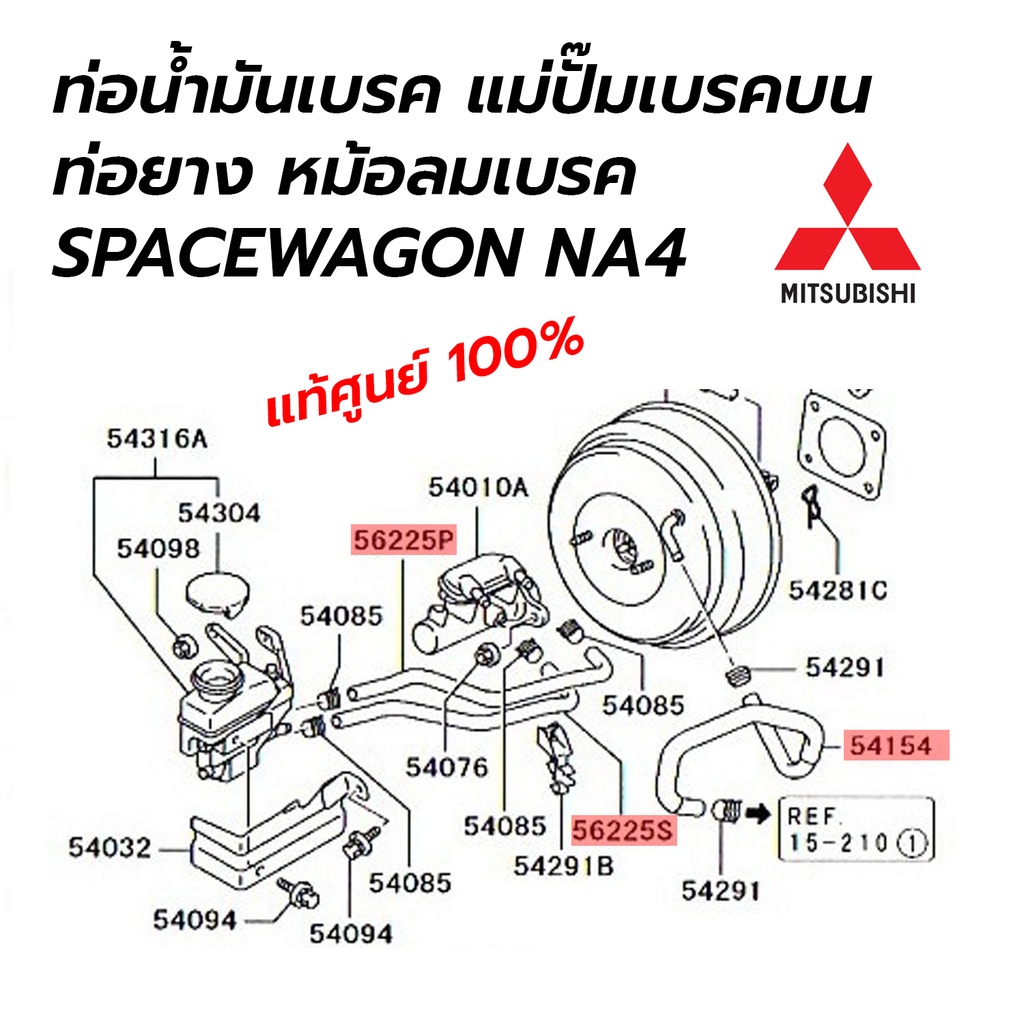 ท่อน้ำมันเบรค ออกจากกระป๋องน้ำมันเบรค เข้าแม่ปั๊มเบรคบน / ท่อยางหม้อลม ...