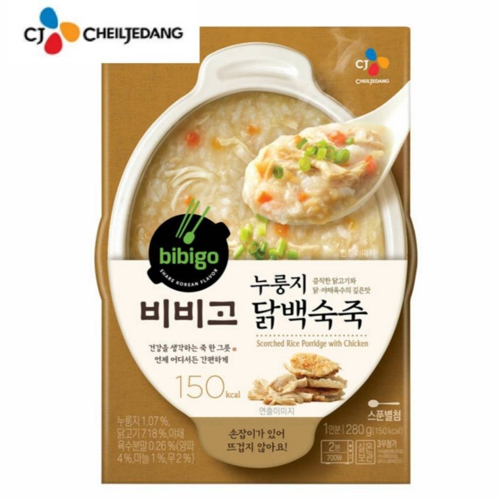 ข้าวต้มไก่เกาหลีปรุงสำเร็จ cj bibigo scorched rice porridge with chicken 280g. 비비고 누룽지 | Shopee ...