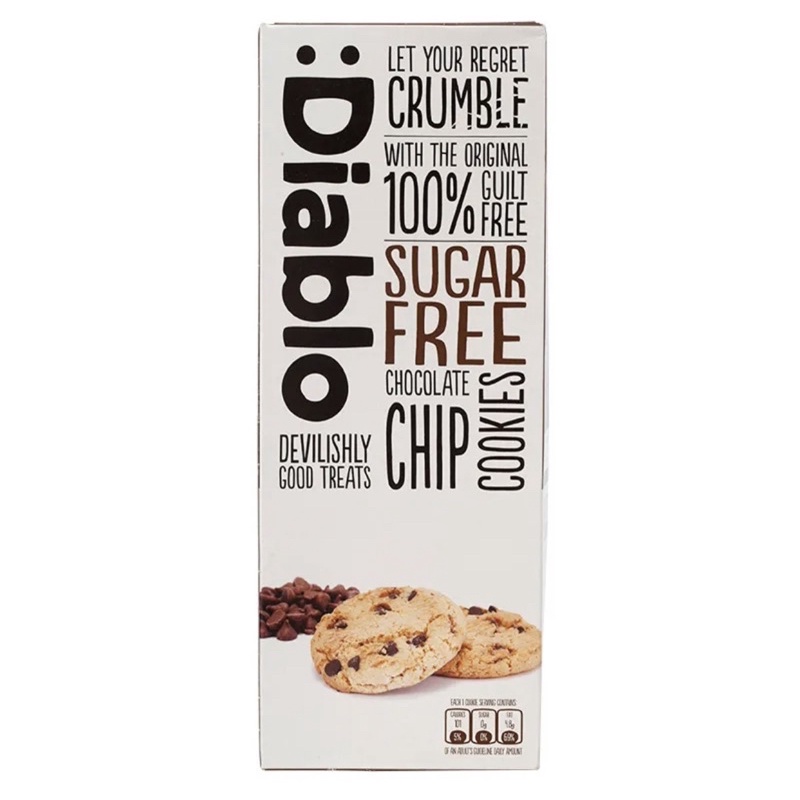 Diablo chocolate chips cookies sugar free คุกกี้ชอคโกแลตชิพ ขนาด 130g ...