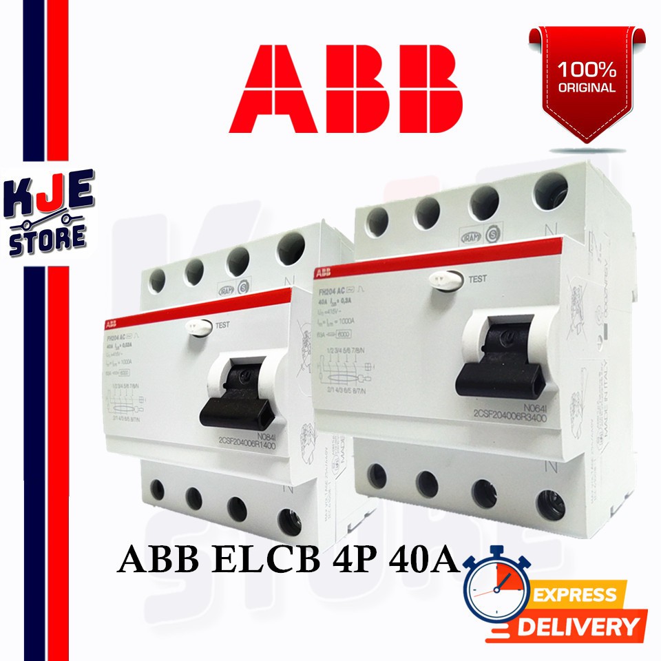 ABB ELCB/RCCB FH204 4P 40A [ 30mA / 100mA / 300mA ] | Shopee Thailand