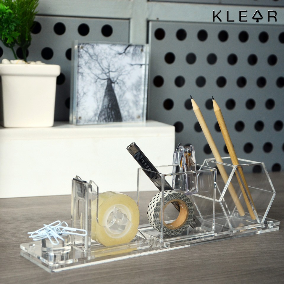 KlearObject Geometry กล่องอะคริลิคใส ที่ใส่ปากกา ที่ใส่ดินสอ ที่ใส่เครื่องเขียน ชุดของใช้ตั้งบน ...